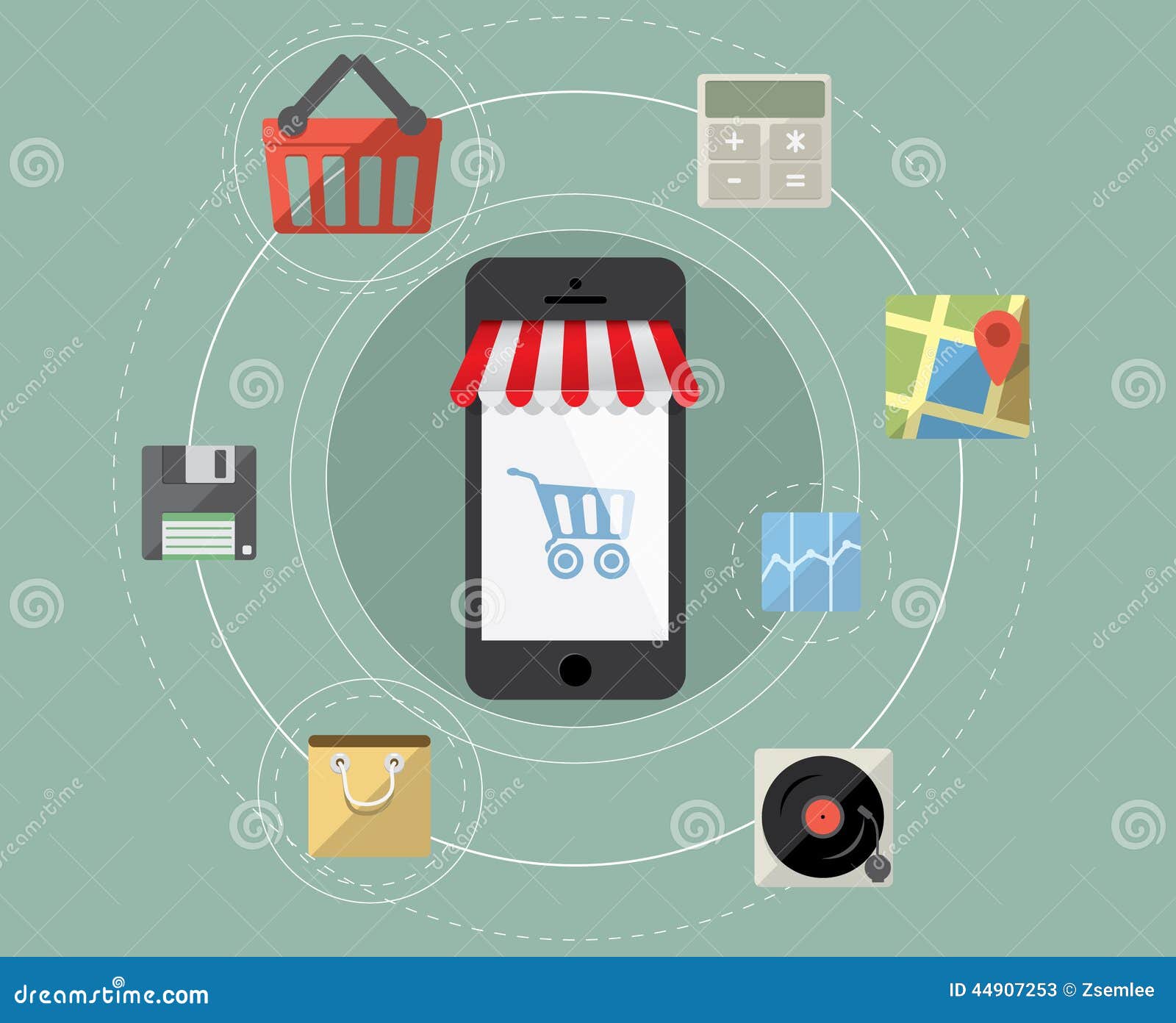 Smartphone as online store stock illustration. Illustration of network ...