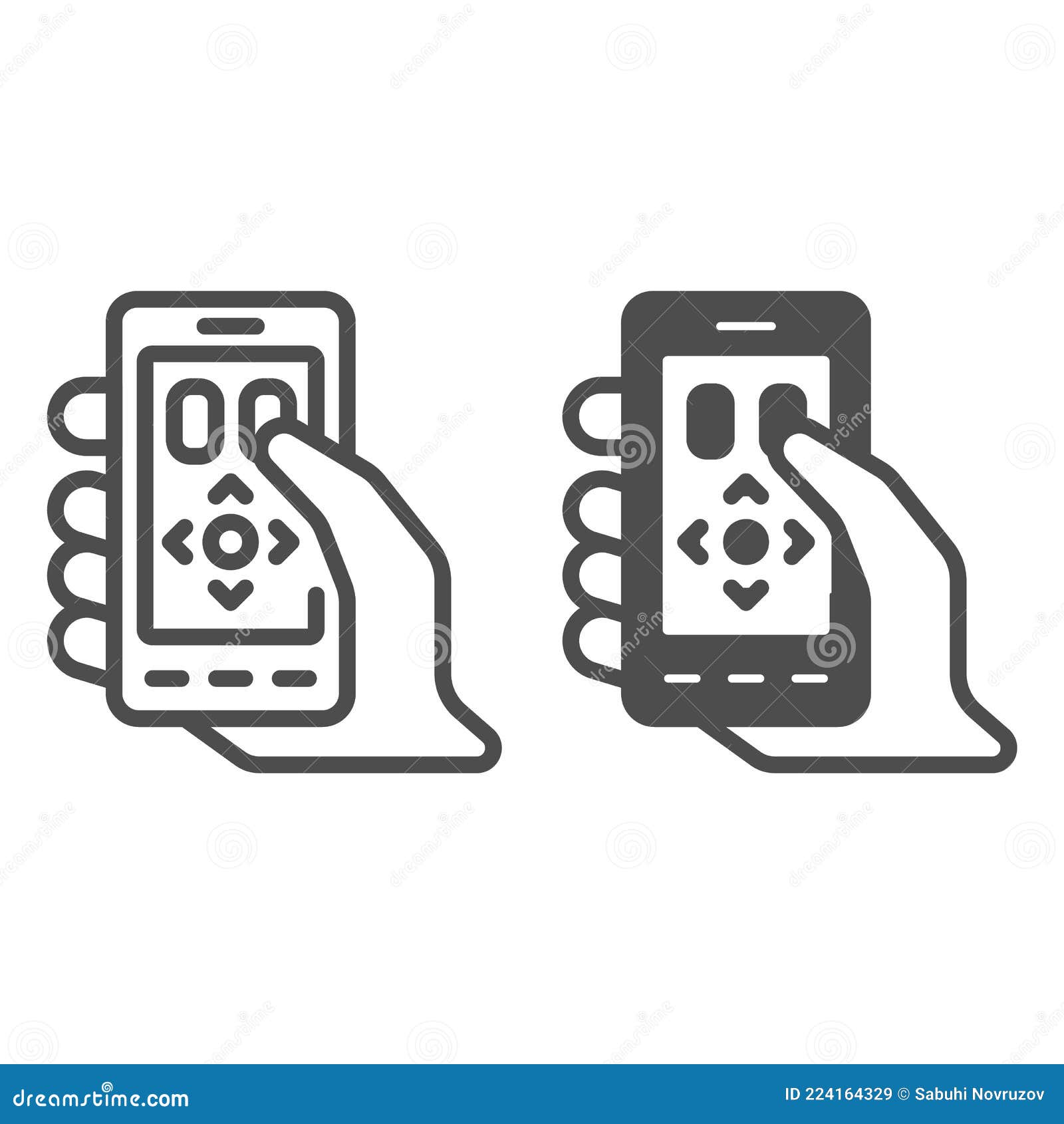 Smartphone As a Remote Control Line and Solid Icon,TV and Monitors ...