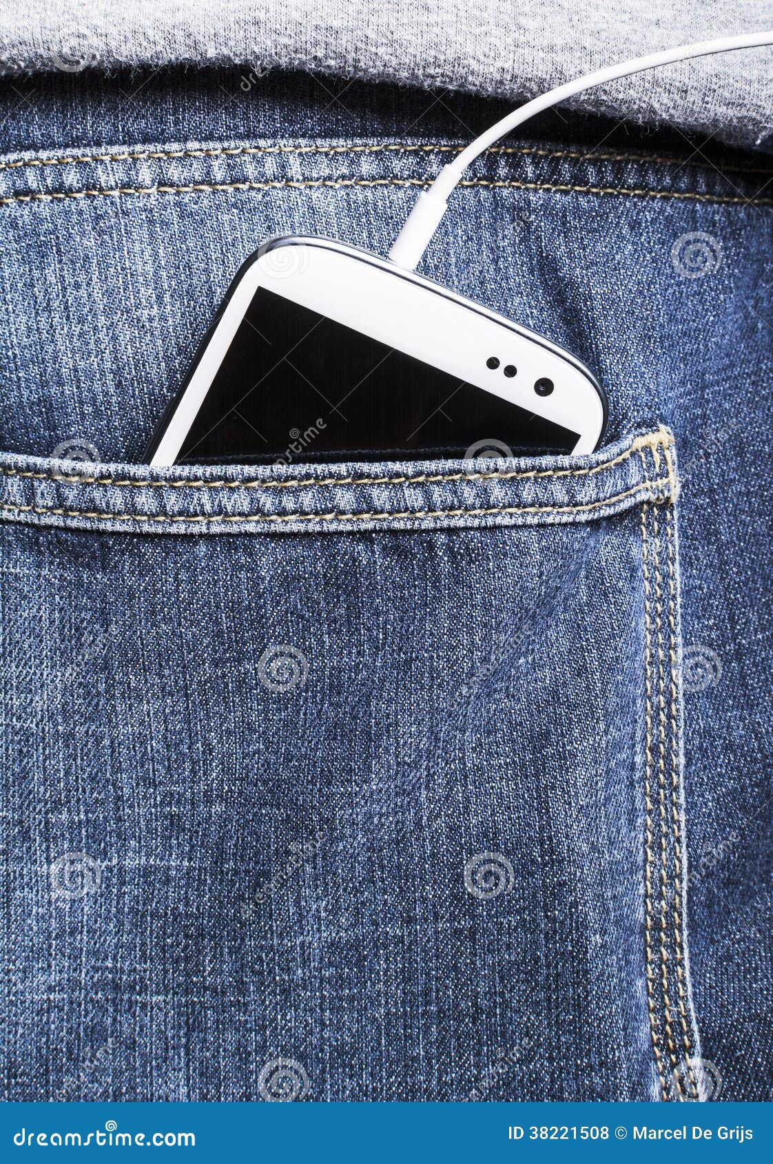 Smartphone in back pocket stock photo. Image of bottom - 38221508