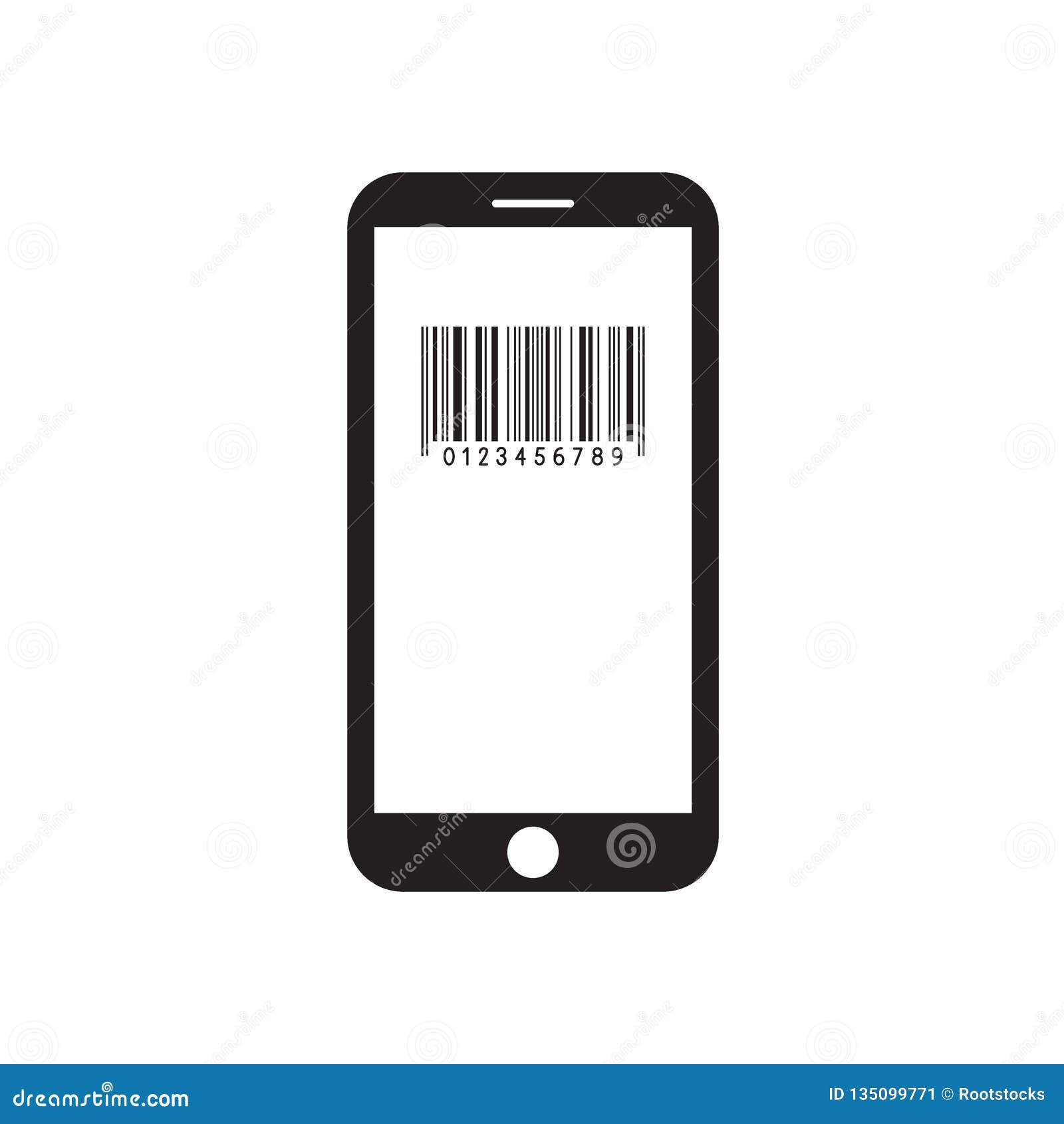 Smartphone with Barcode Icon on the Screen Stock Illustration ...