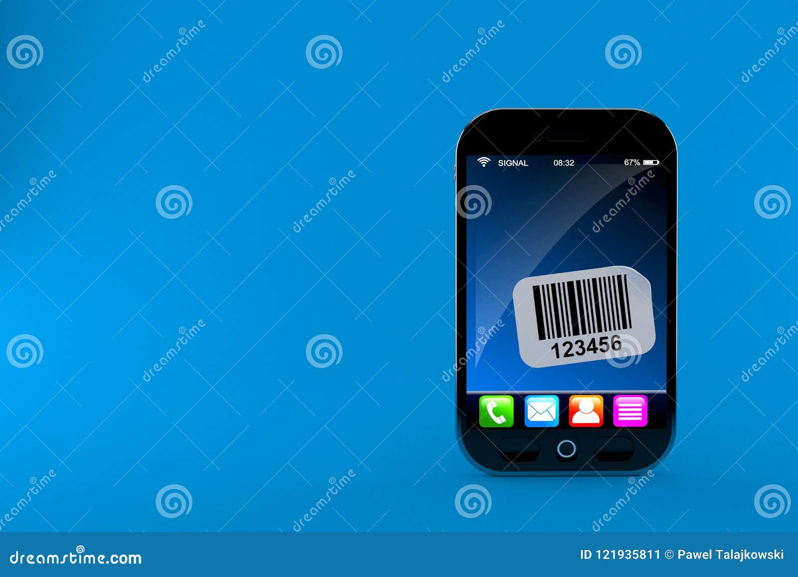 Smartphone with Barcode Sticker Stock Illustration - Illustration of ...