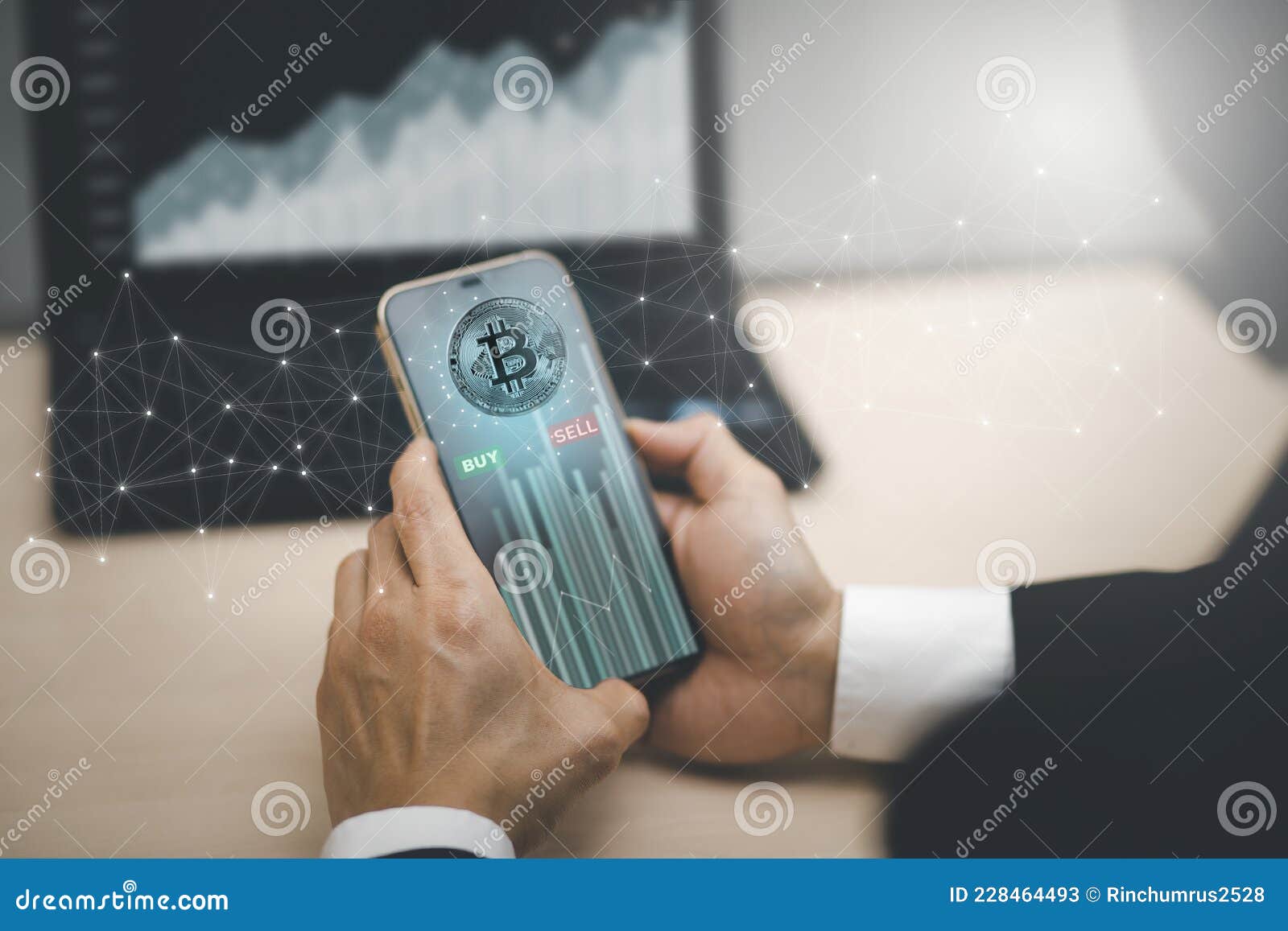 Smartphone with Bitcoin Chart on-screen among Piles of Bitcoin Concept ... Smartphone with Bitcoin Chart on-screen among Piles of Bitcoin Concept ...