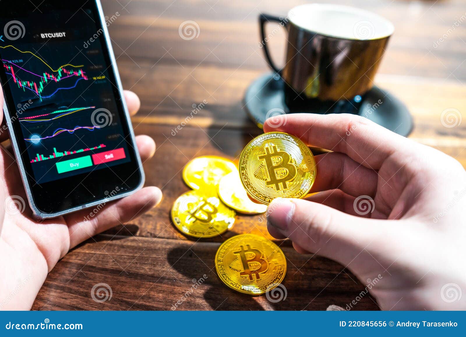 Smartphone with Bitcoin Trading Chart on the Screen. Stock Photo ...
