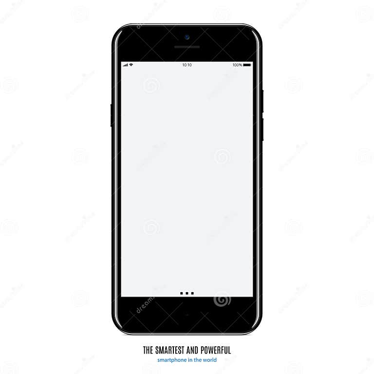 Smartphone Black Color with Blank Screen, Front View, on White ...