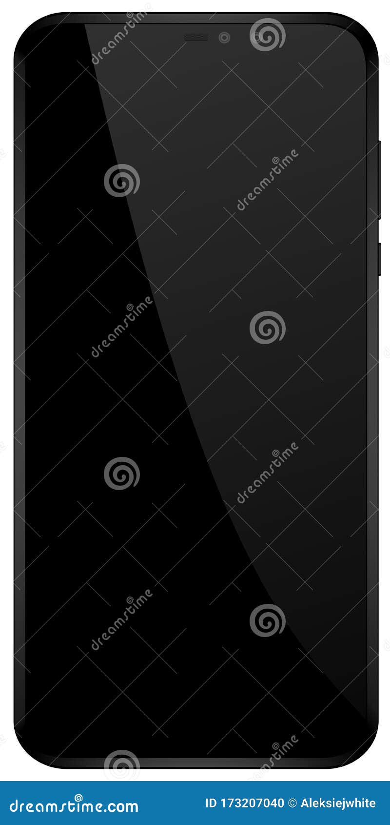 Smartphone Black Color with Blank Screen Isolated on White Background ...