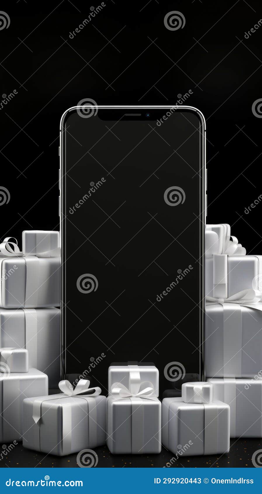 Smartphone with Blank Screen and Boxes. Mockup for Design Stock Image ...
