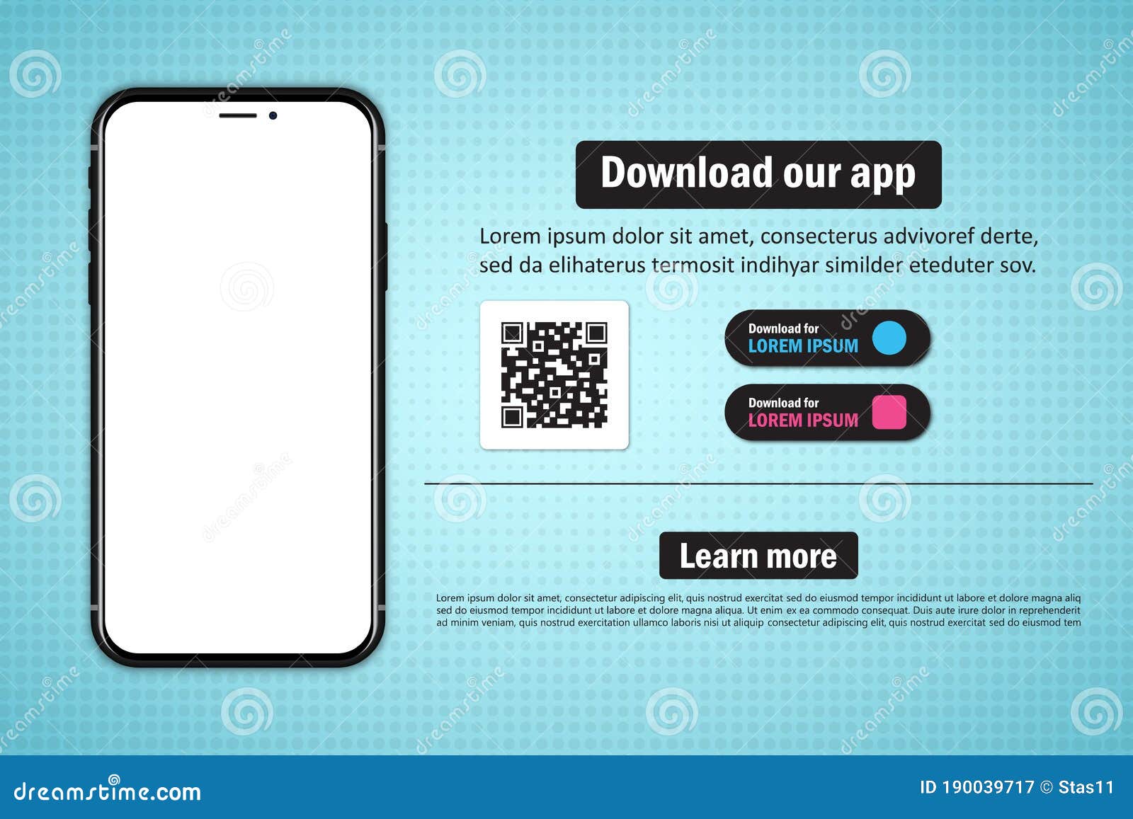 Smartphone with Blank Screen for Download App with Qr Code Stock Vector ...