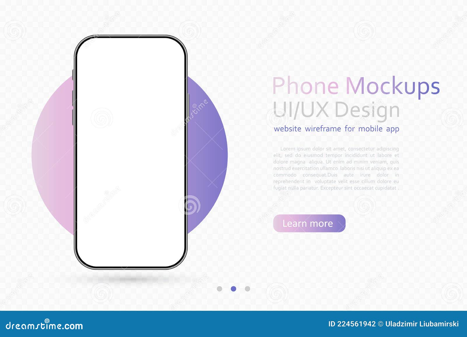 Realistic Smartphone Blank Screen, Phone Mockup. Template for ...