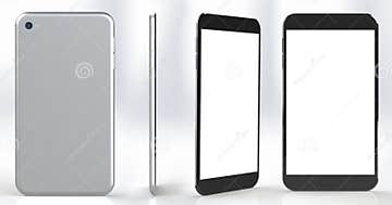 Smartphone with Blank Screen in Several Positions and Angles. Stock ...