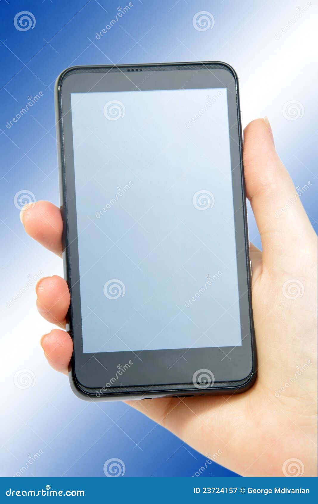 Smartphone on blue stock image. Image of cell, screen - 23724157