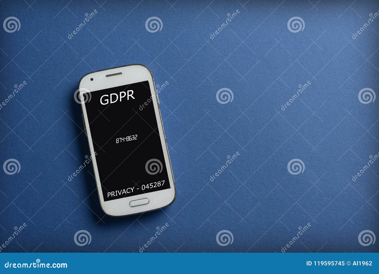 The Smartphone on the Blue Background - GDPR General Data Protection ...