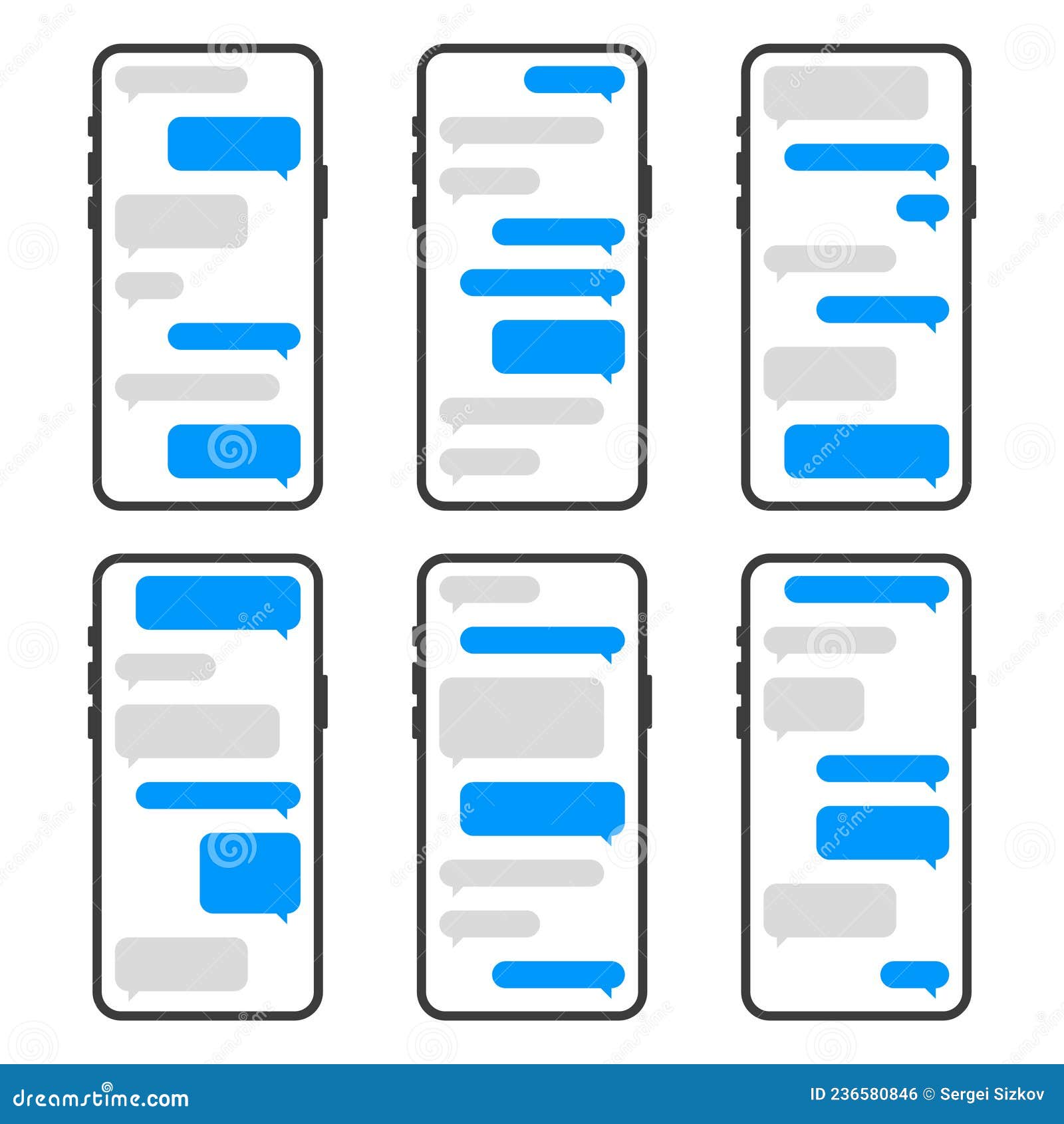 Smartphone with Blue Chat Bubbles Set. Vector Stock Vector ...