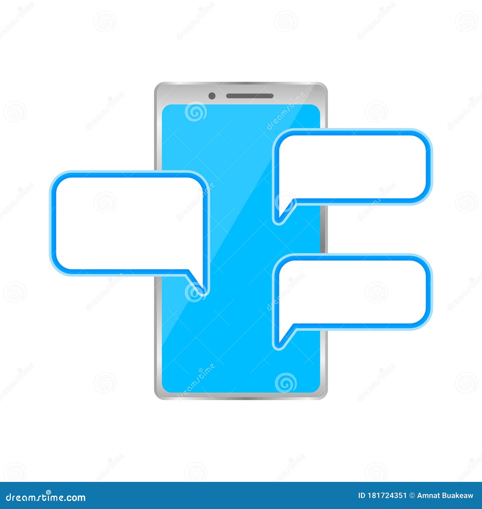 Smartphone Blue and Dialog Box for Copy Space, Chat Concept, Smartphone ...