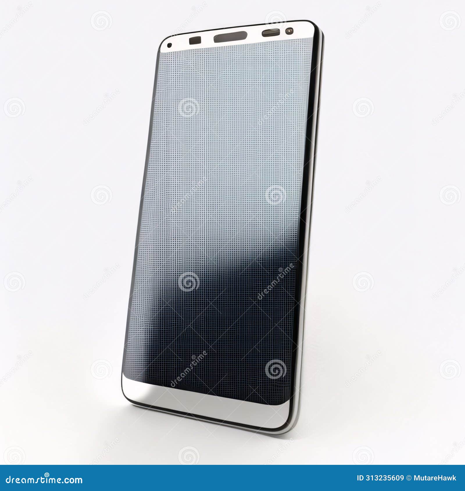 Smartphone with Blue Screen Isolated on White Background. 3d Render ...