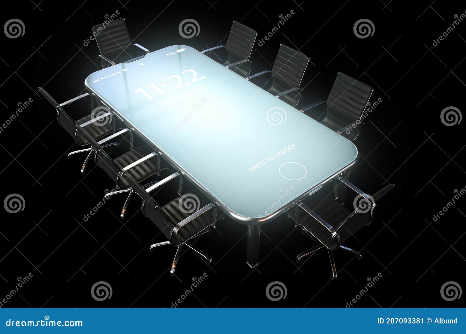Smartphone Boardroom Table and Chairs Stock Illustration - Illustration ...