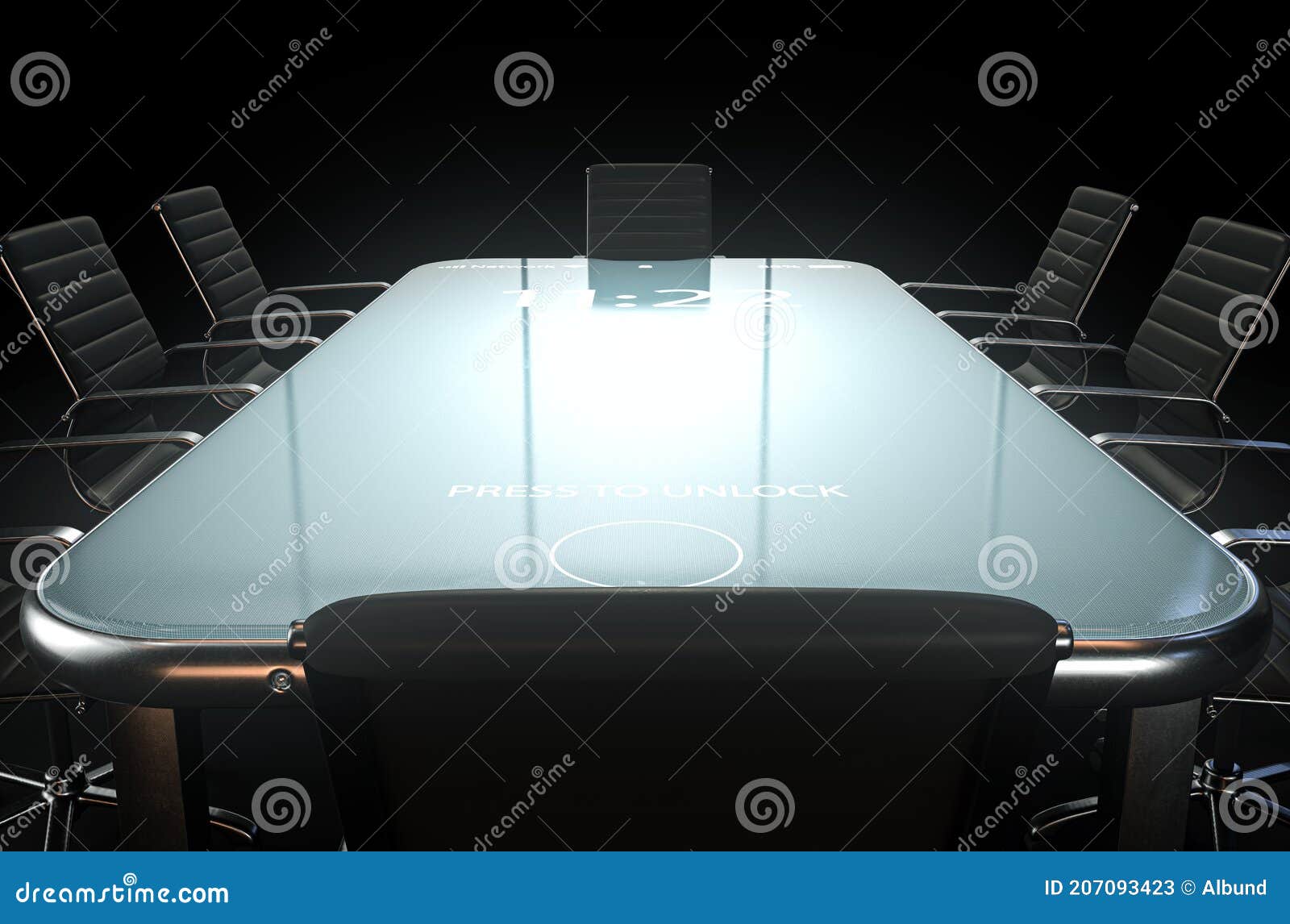 Smartphone Boardroom Table and Chairs Stock Illustration - Illustration ...