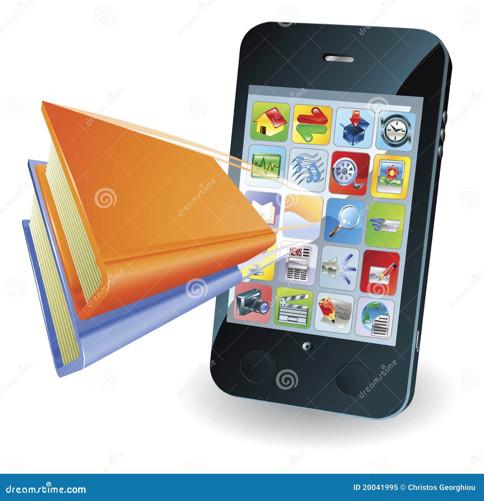 Smartphone book concept stock vector. Illustration of flying - 20041995