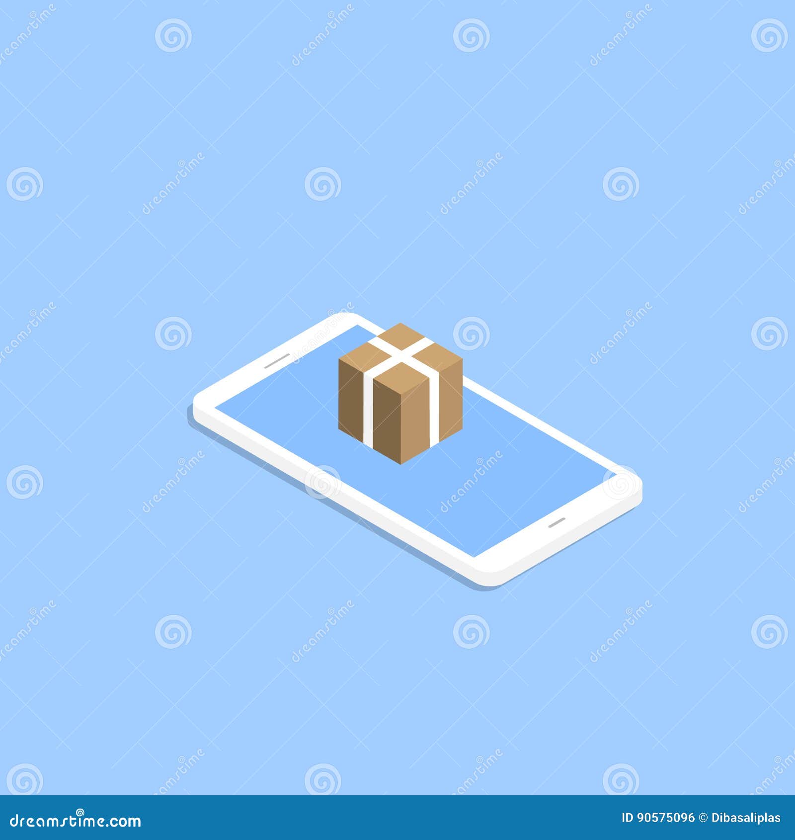 Smartphone and a box. stock vector. Illustration of sale - 90575096
