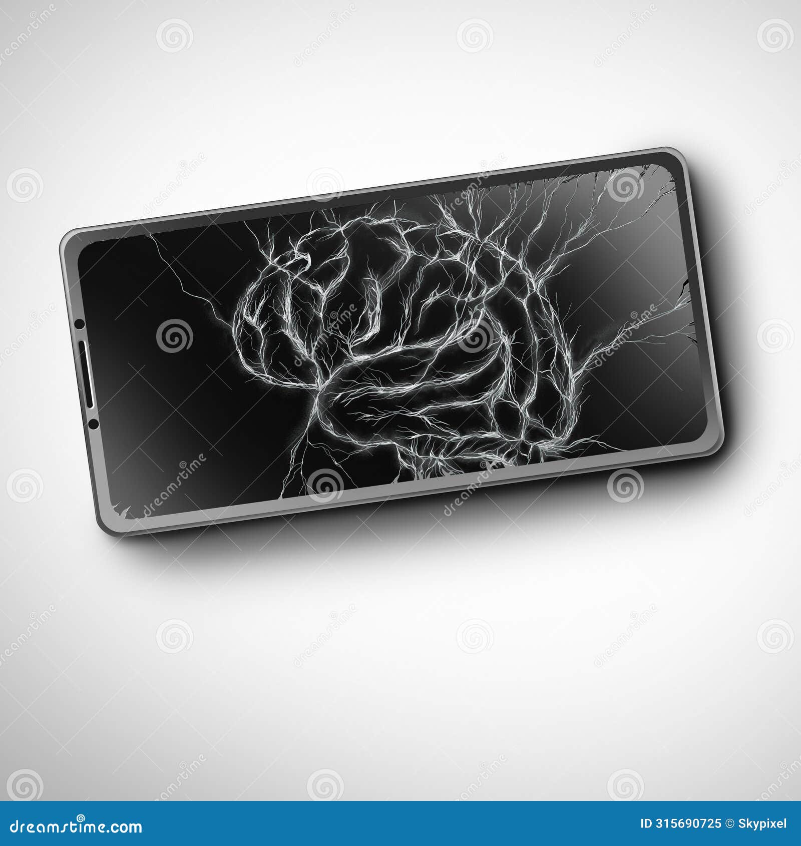 Smartphone Brain Effect stock illustration. Illustration of cellphone ...