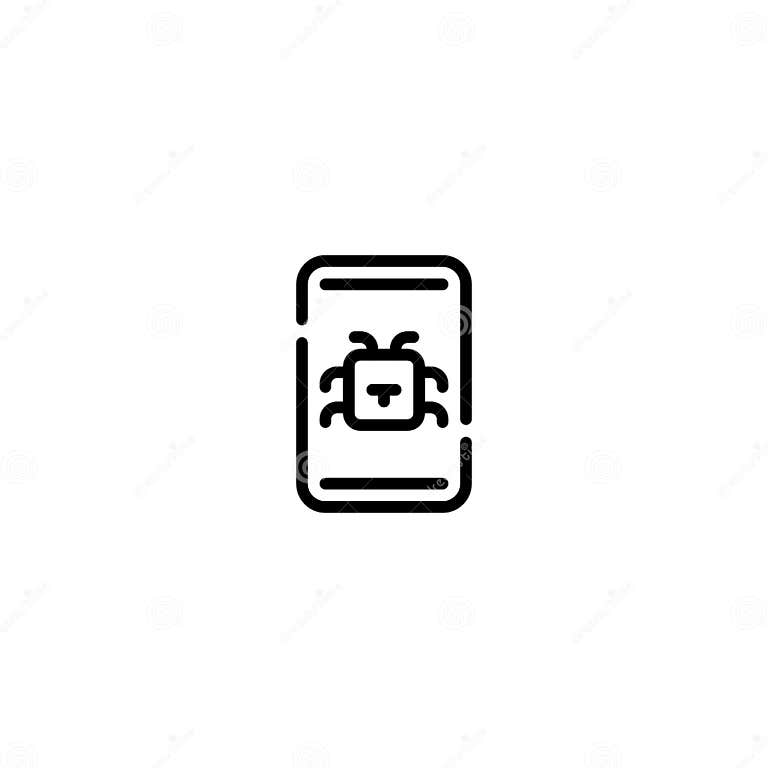 Smartphone in Bug Problem Outline Icon, Logo, and Illustration Stock ...