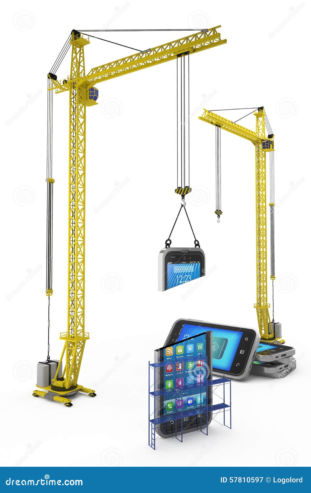 Smartphone Building Concept Stock Illustration - Illustration of built ...