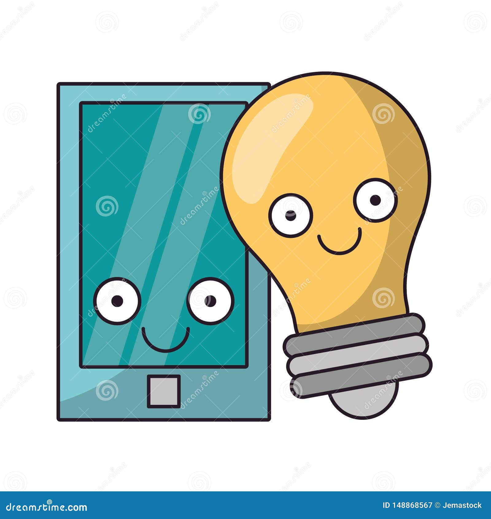 Smartphone and Bulb Light Vector Illustration Stock Vector ...