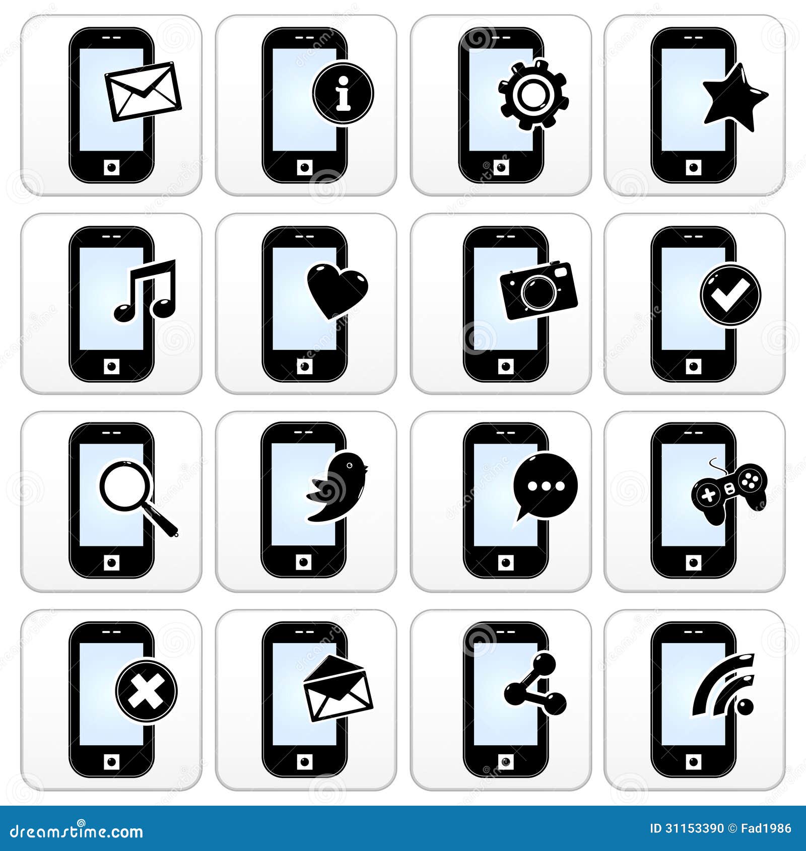 Smartphone Buttons with Contact Signs on Screen Stock Vector ...