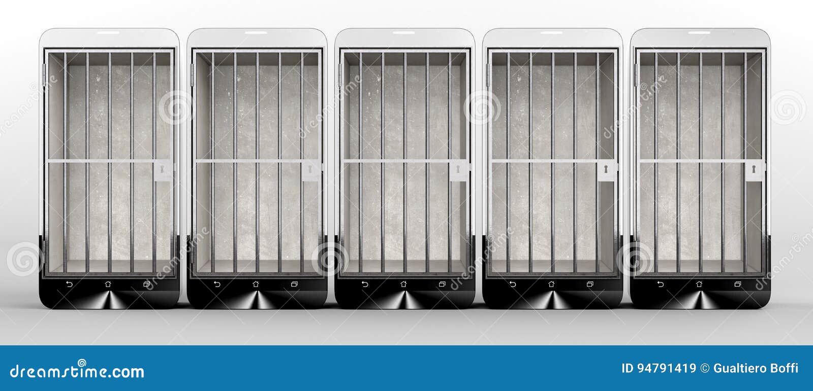 Smartphone is a cage stock illustration. Illustration of drug - 94791419