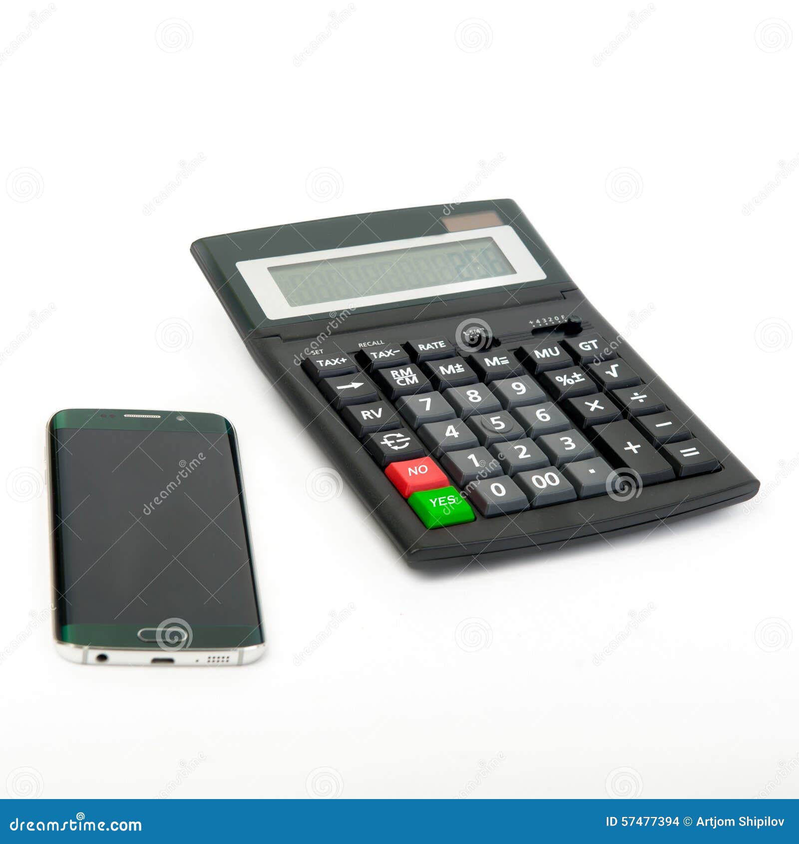 Smartphone and Calculator on the White Background Stock Photo - Image ...
