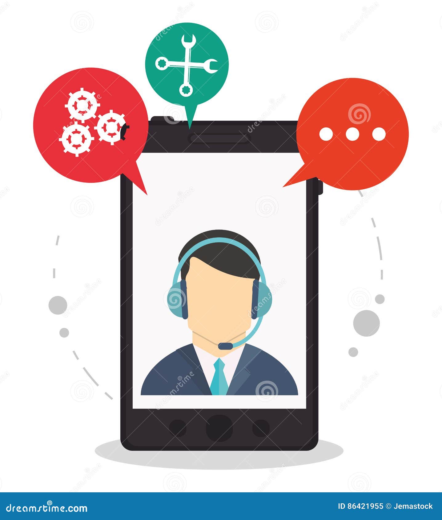 Smartphone Call Center Assistance Talking Stock Vector - Illustration ...