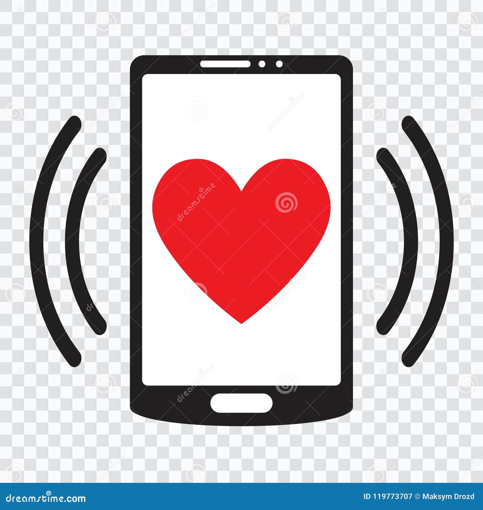 Smartphone Call with Heart on Screen, Love Message, Icon Stock ...