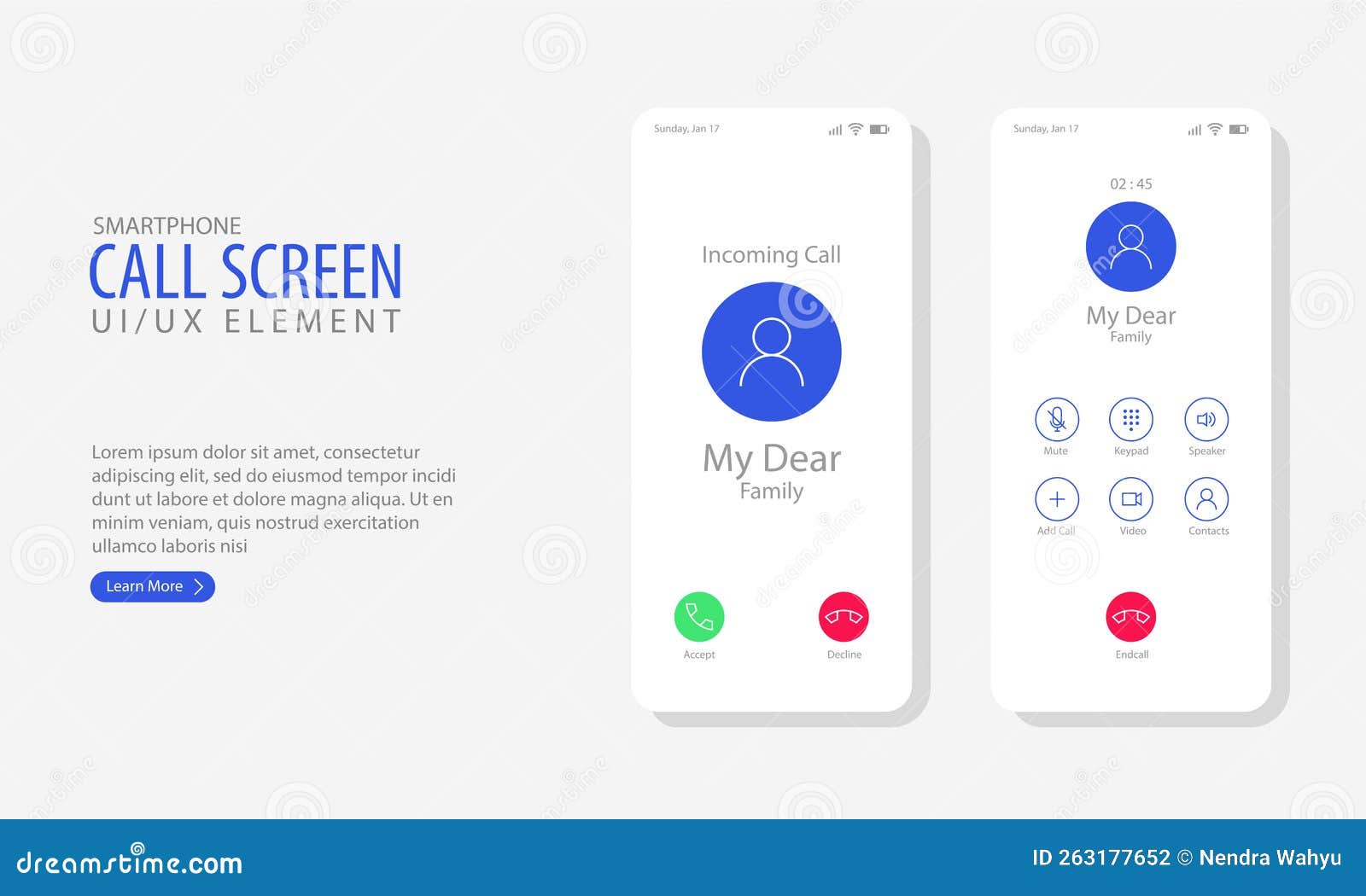 Smartphone Call Screen Vector Illustration. Stock Vector - Illustration ...