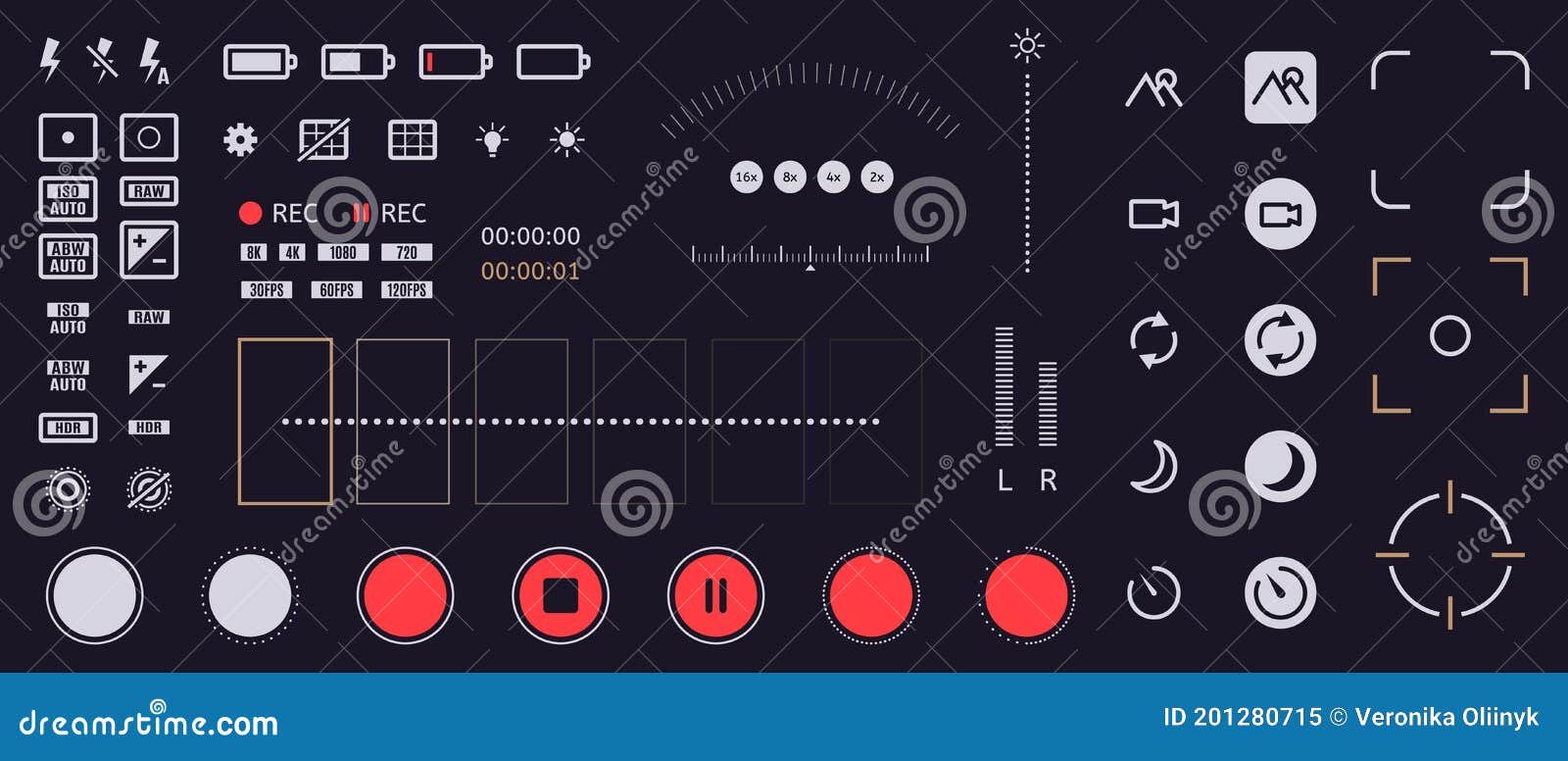 Smartphone Camera Icons. Mobile Phone Viewfinder Interface Elements ...
