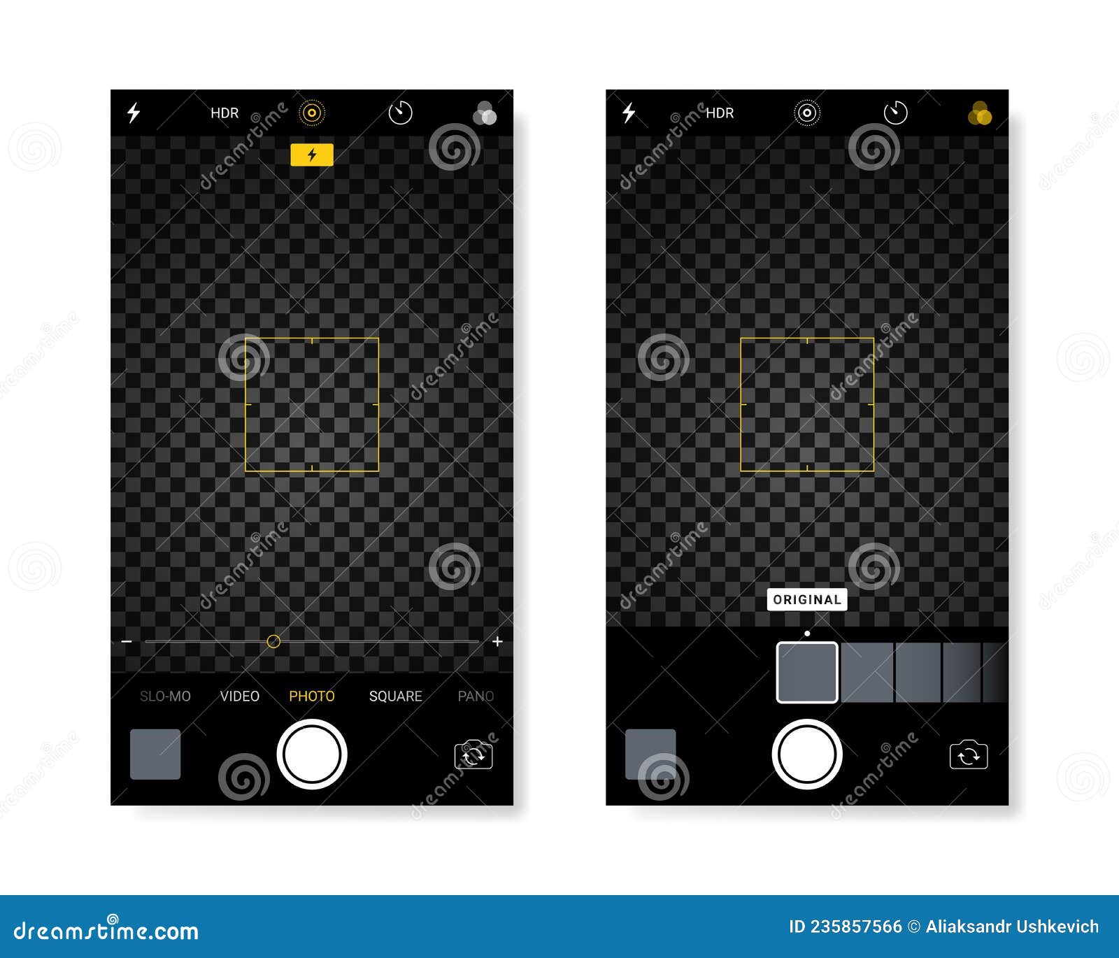 Smartphone Camera Screen Icons Stock Vector - Illustration of smart ...