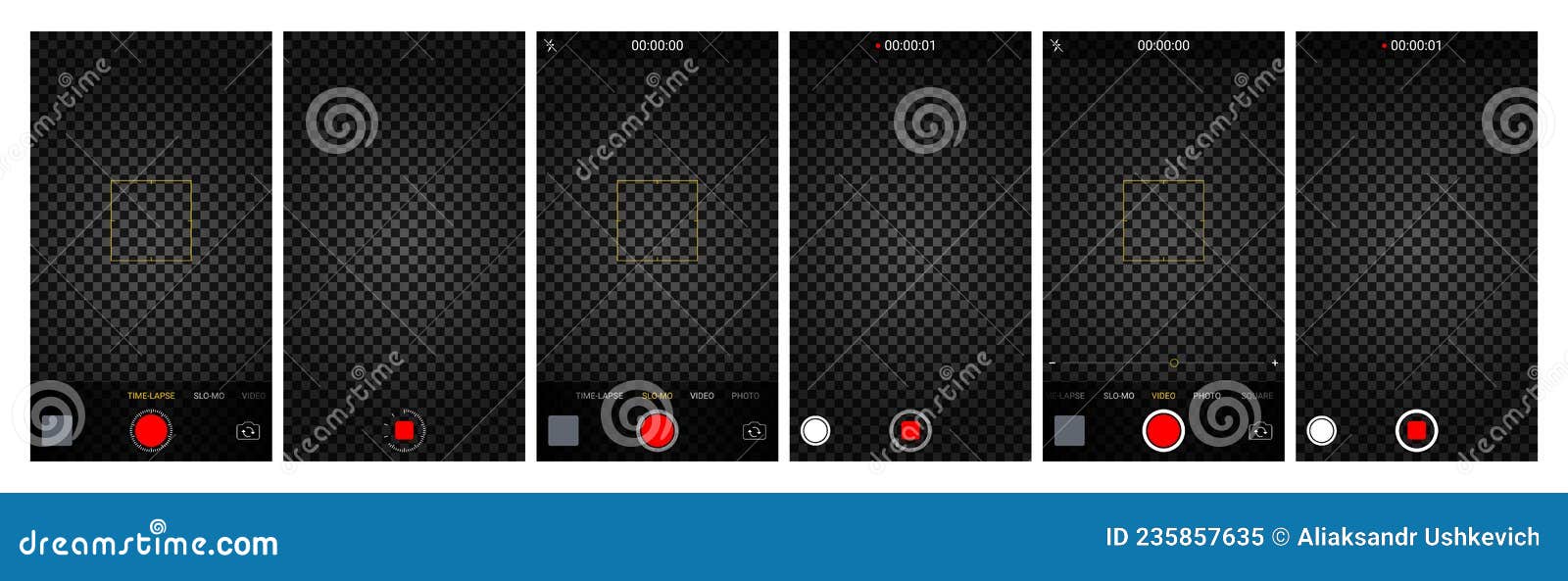 Smartphone Camera Screen Icons Stock Vector - Illustration of settings ...