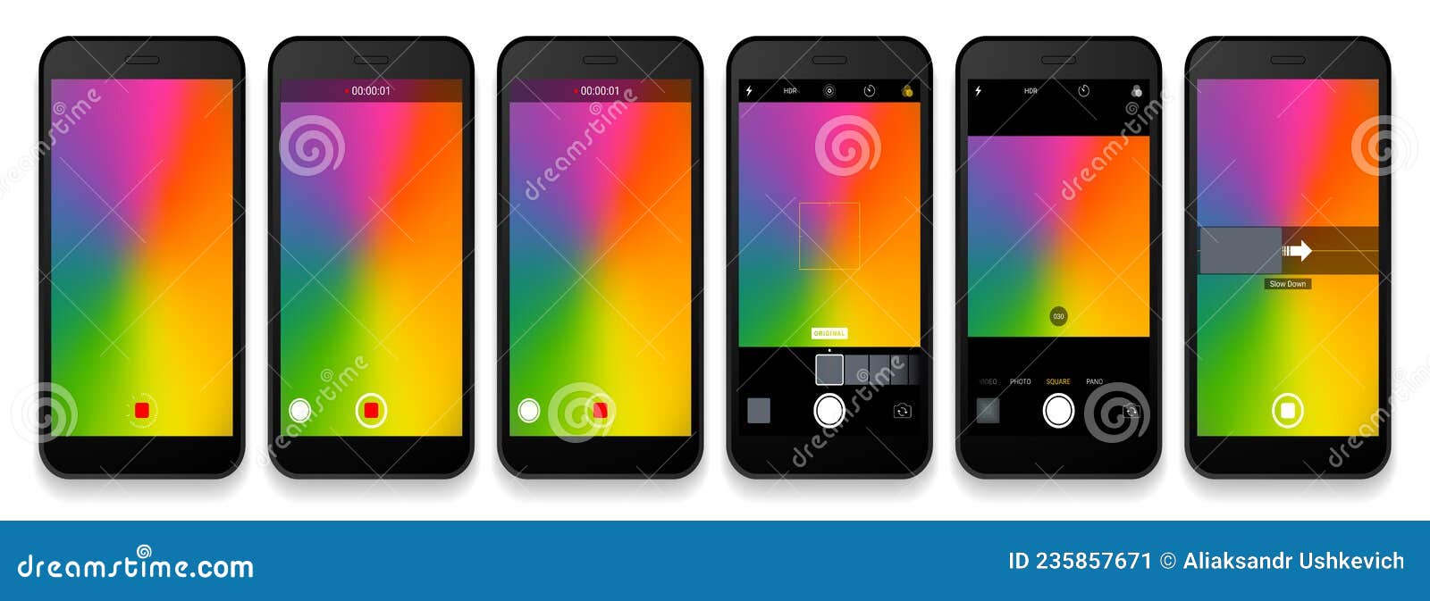 Smartphone Camera Screen Icons Stock Vector - Illustration of design ...
