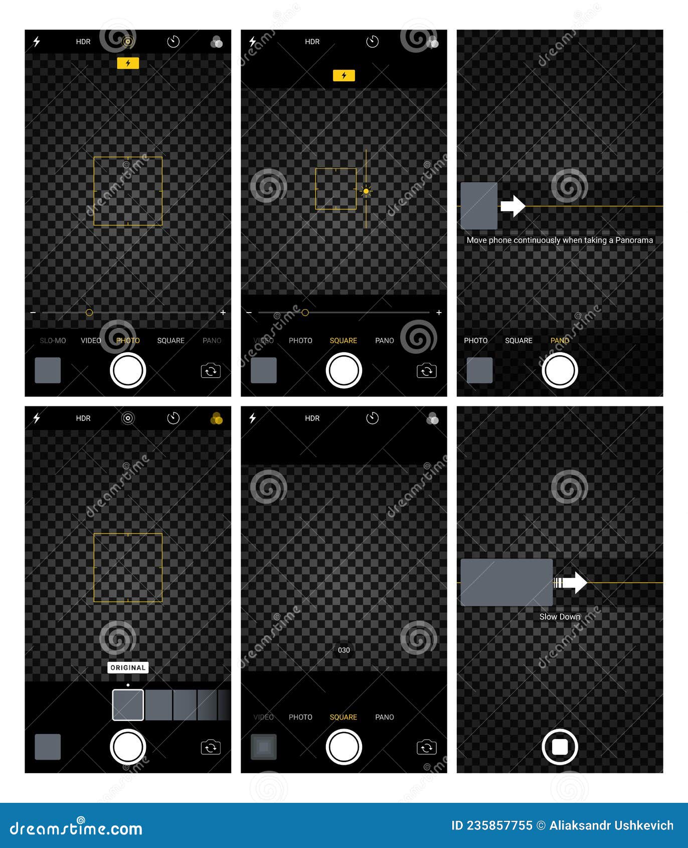 Smartphone Camera Screen Icons Stock Vector - Illustration of business ...