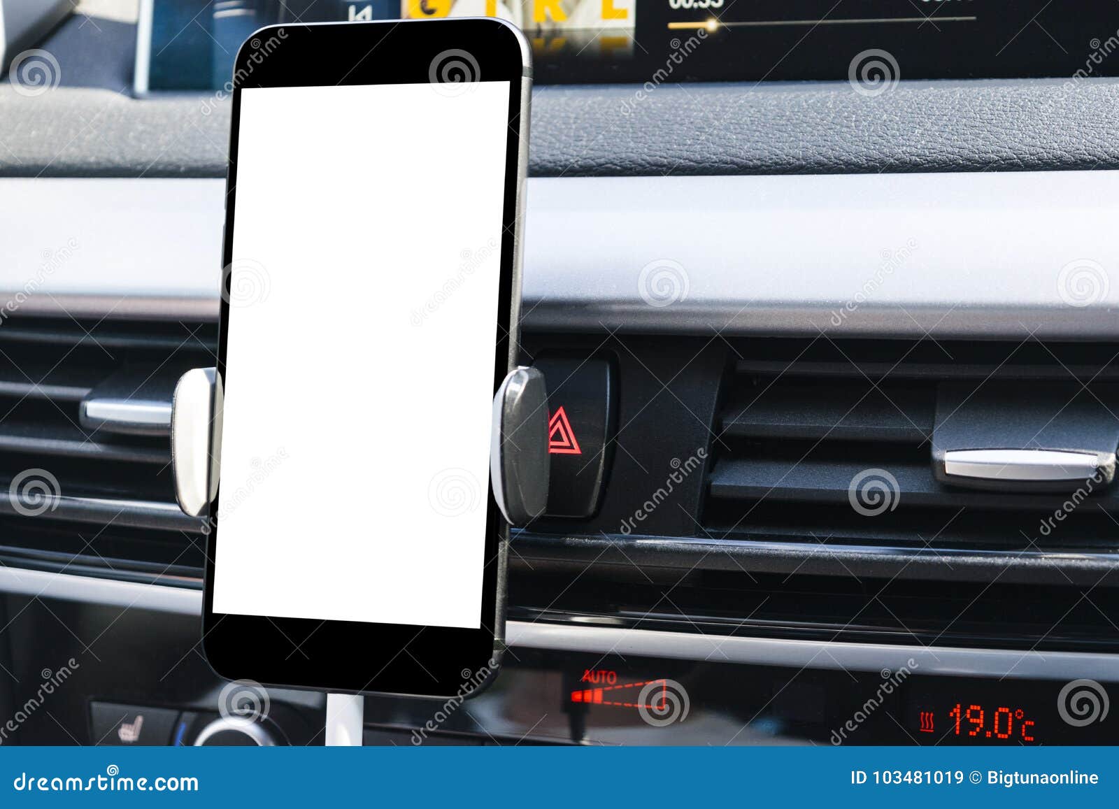 Smartphone in a Car Use for Navigate or GPS. Driving a Car with ...