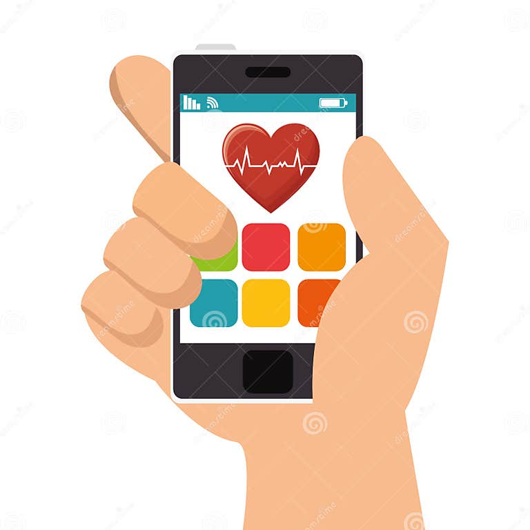 Smartphone with cardio app stock vector. Illustration of design - 80968303
