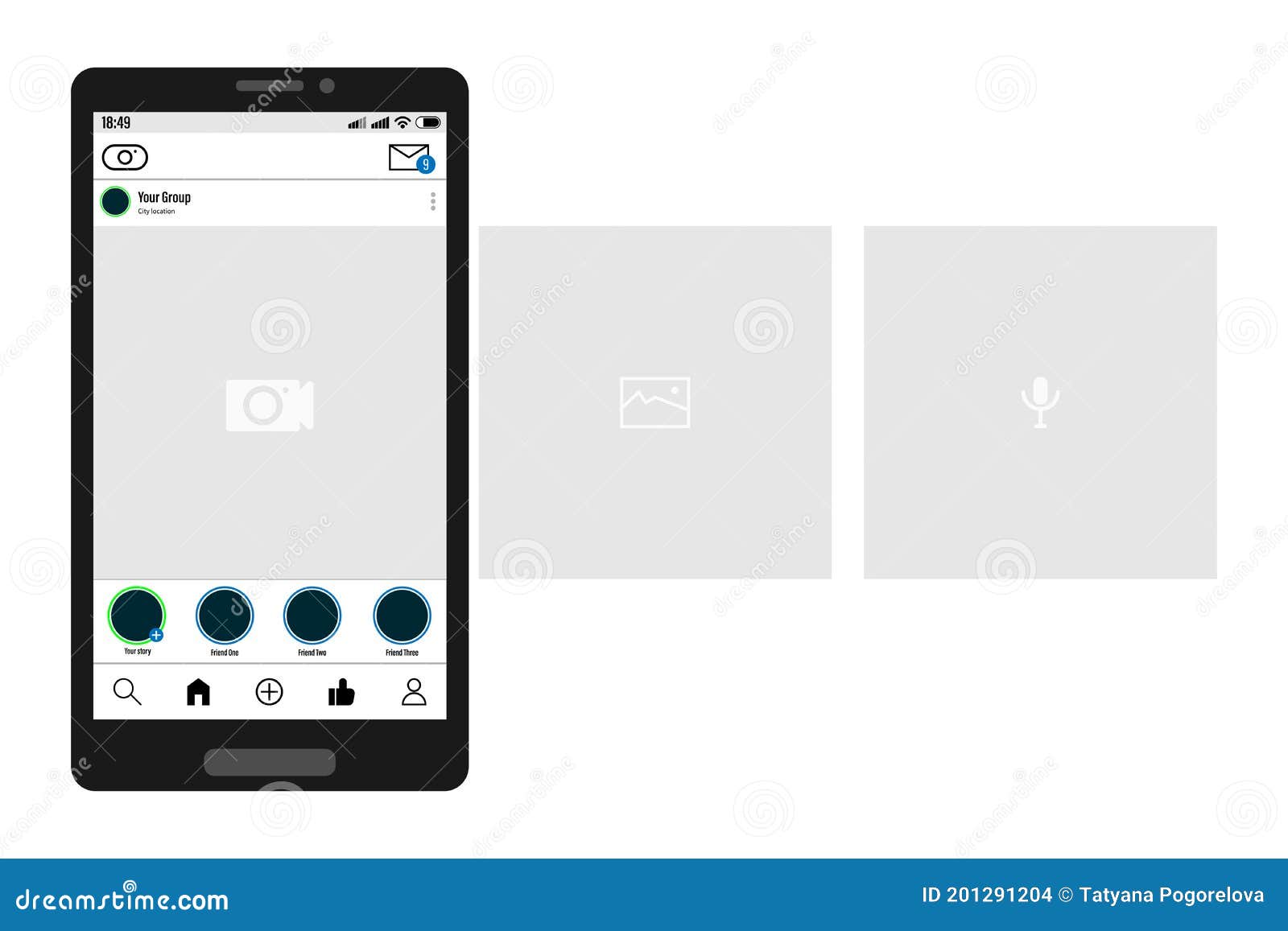 Carousel Interface Post With Realistic Smartphone Design. Carousel Post ...