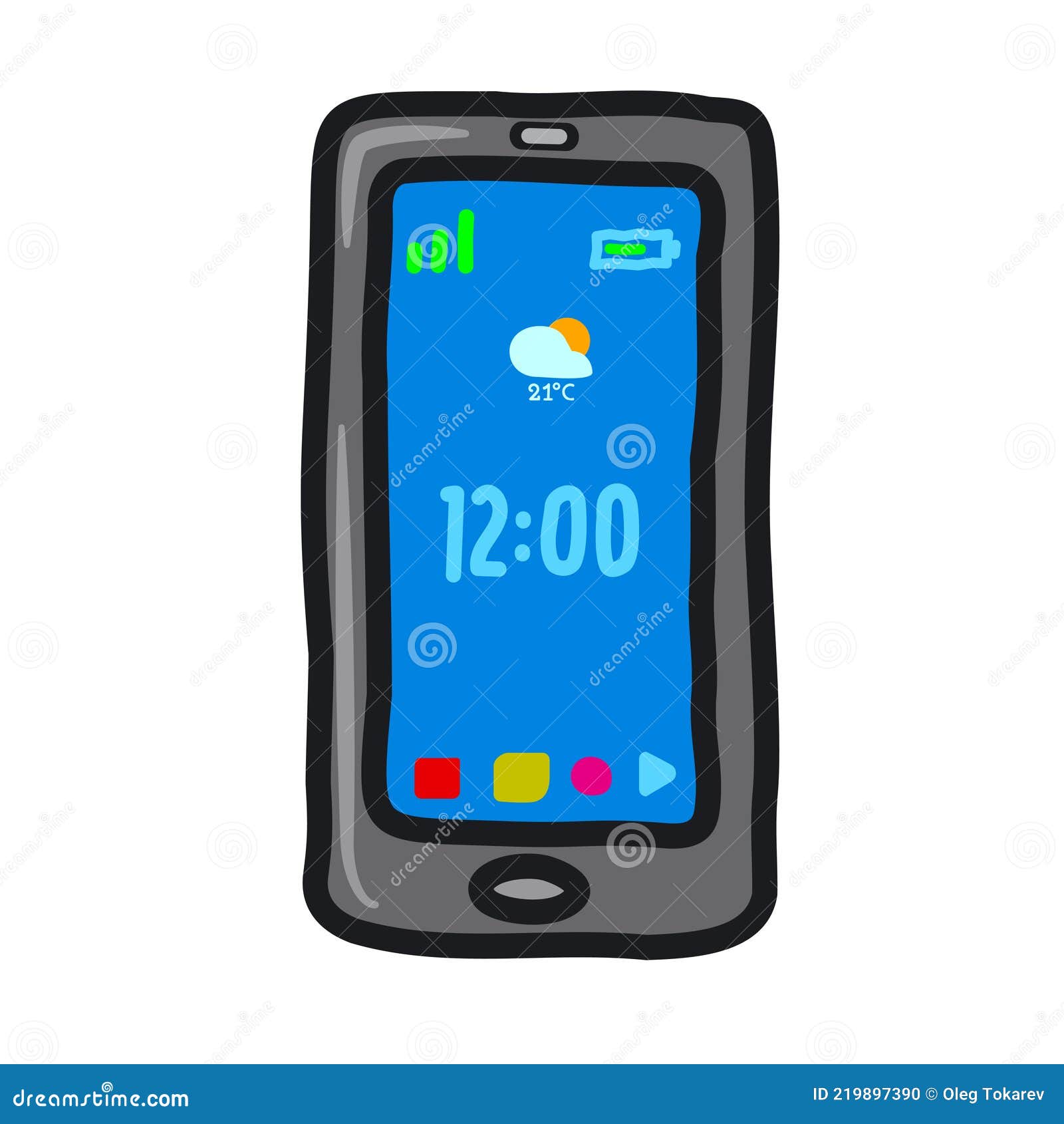 Smartphone cartoon icon stock vector. Illustration of media - 219897390