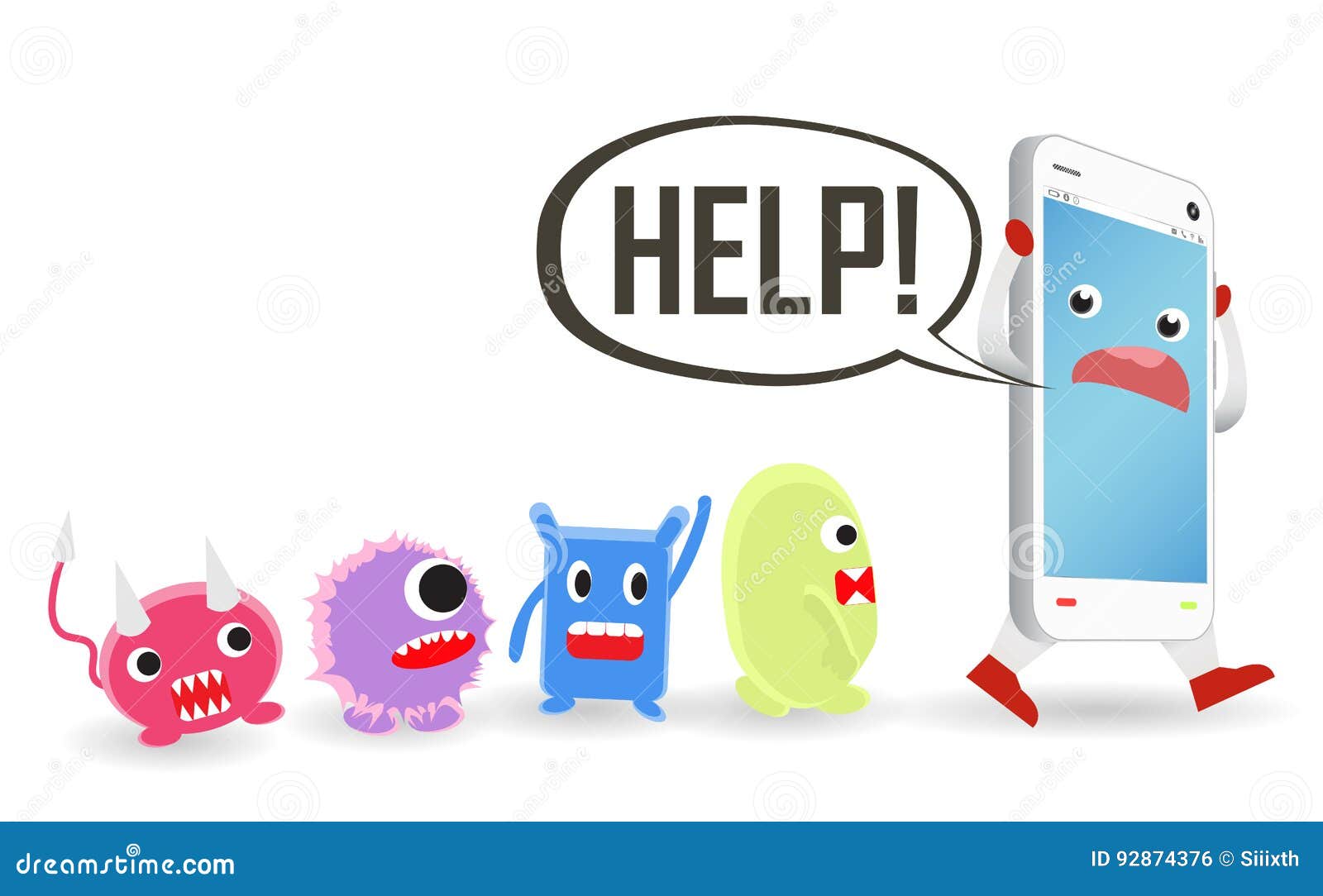 Smartphone Cartoon Need Help from Virus Computer Attack Stock Vector ...