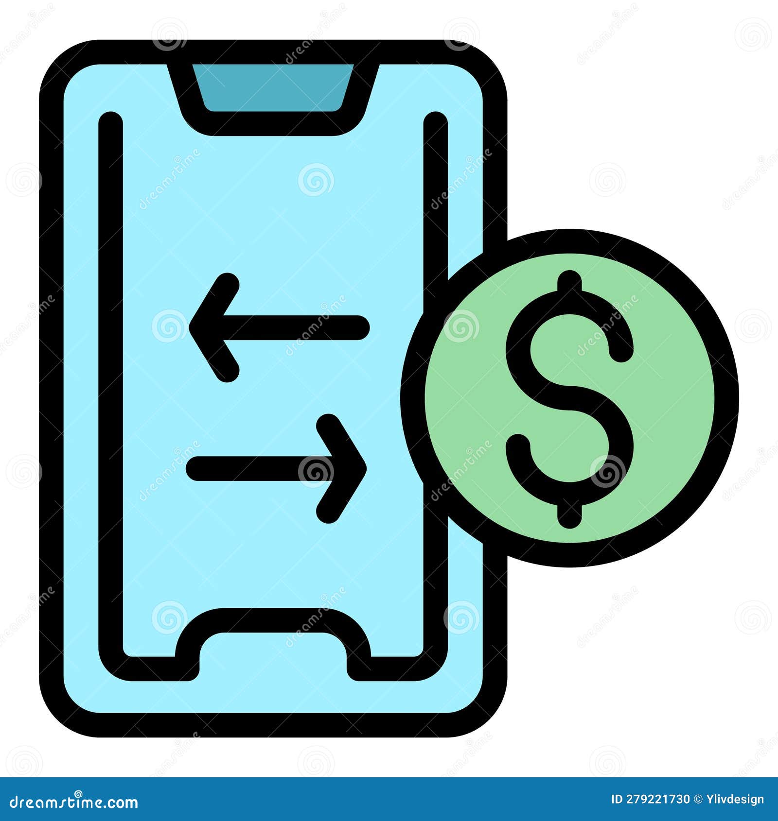 Smartphone Cash Icon Vector Flat Stock Vector - Illustration of outline ...