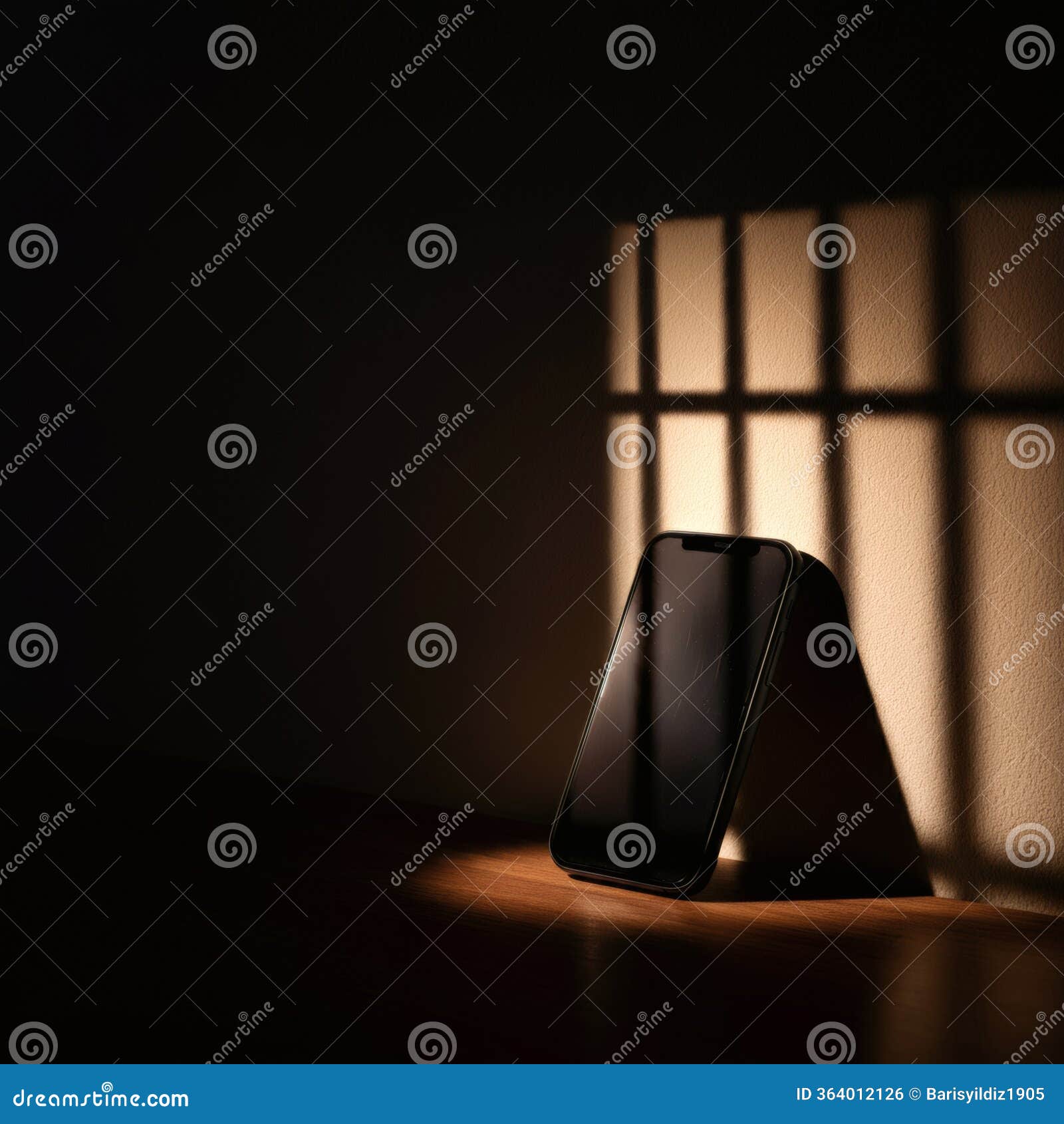Smartphone Casting Prison Cell Shadow On Wall Symbolizing Digital ...