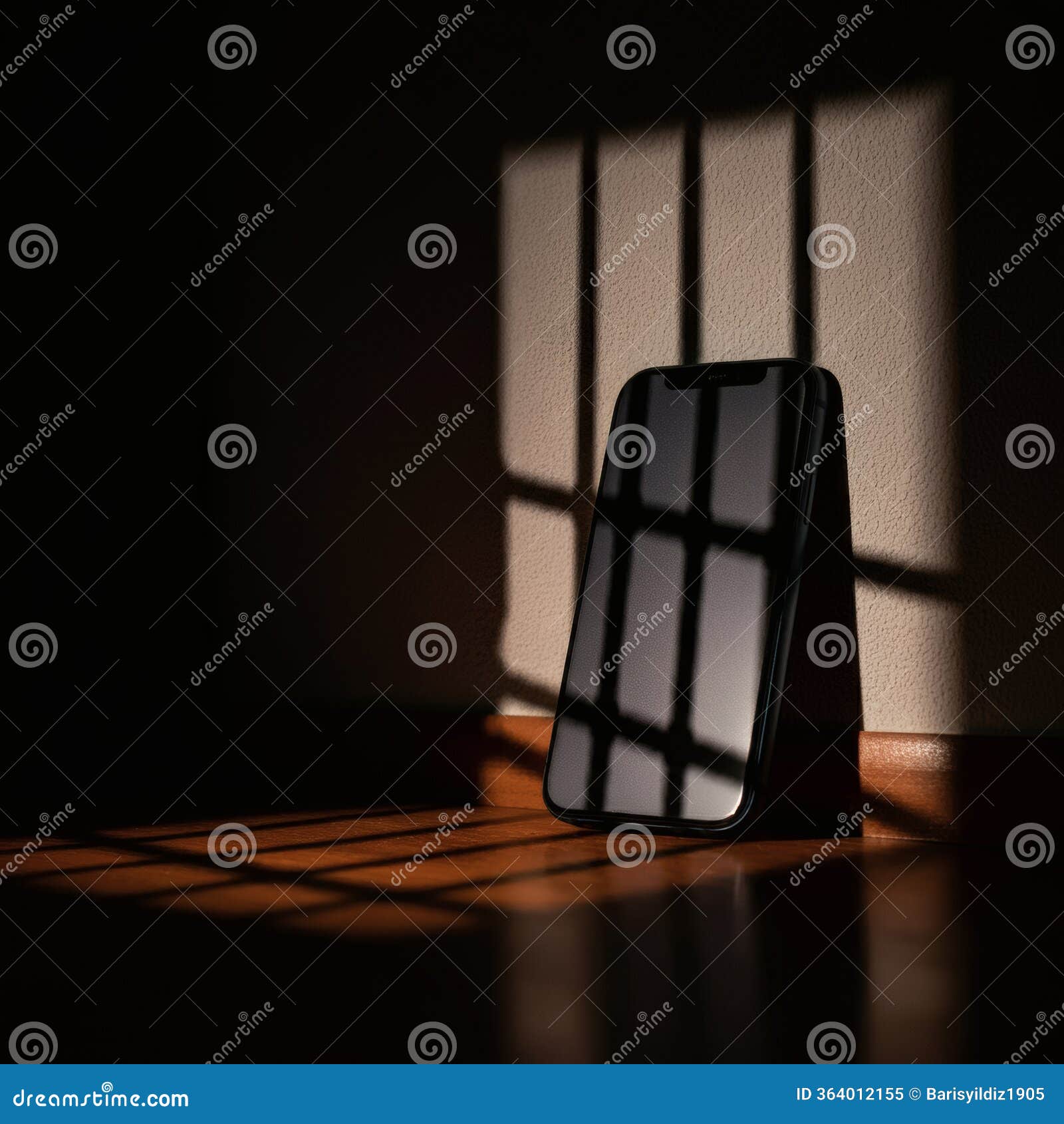 Smartphone Casting Prison Cell Shadow On Wall Symbolizing Digital ...