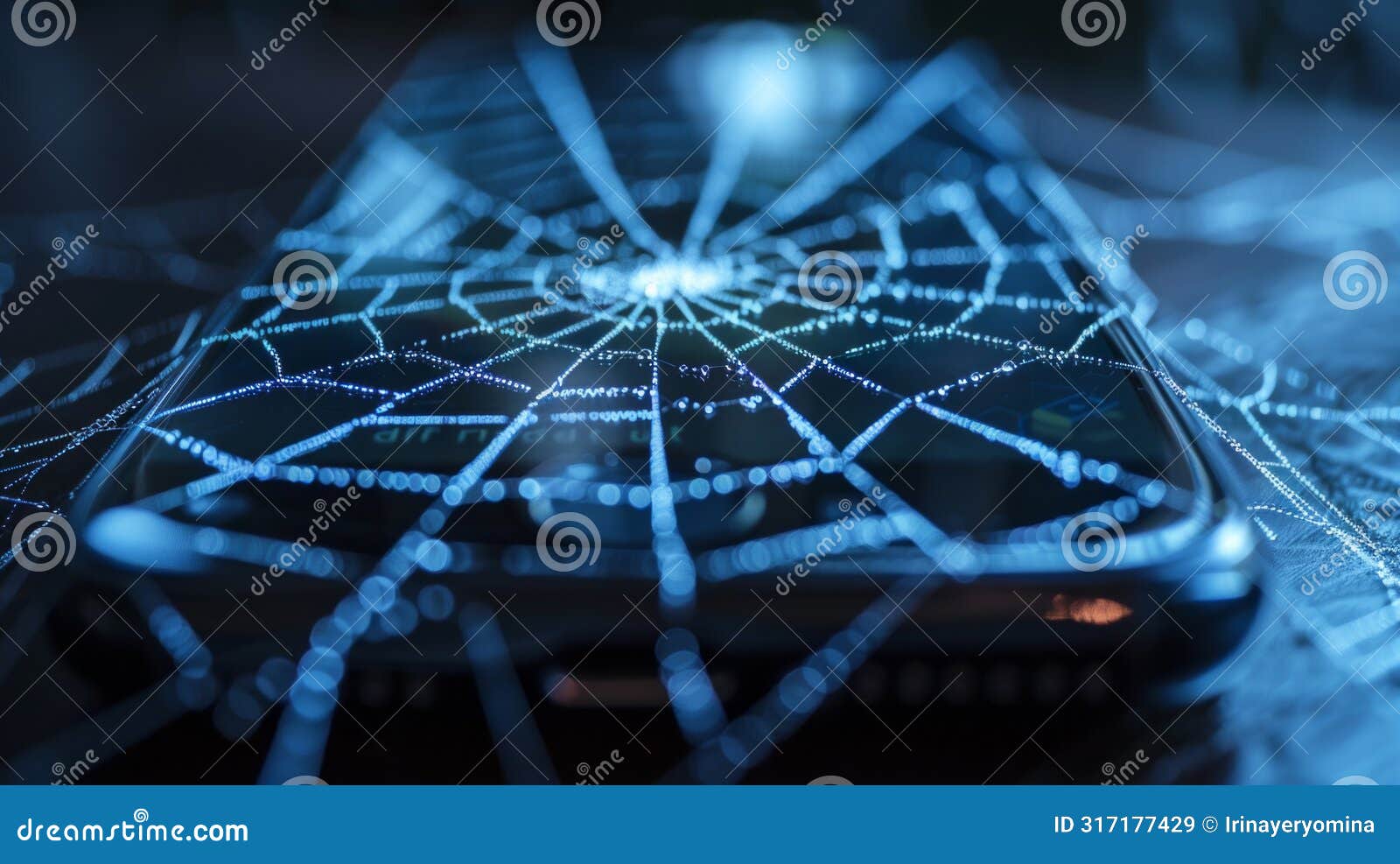 Digital Spider Web Emanating from Smartphone Stock Image - Image of ...