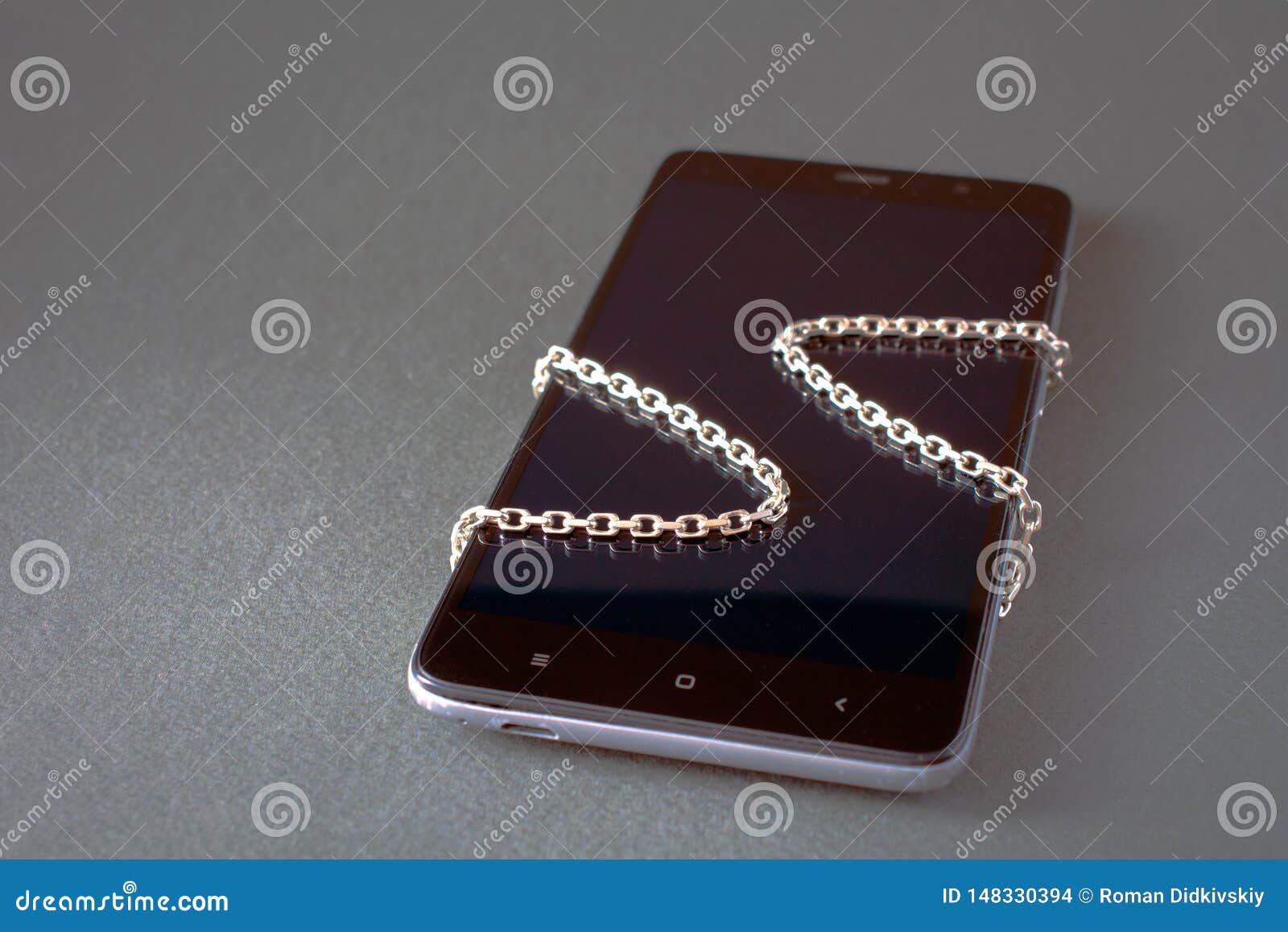 Smartphone with chain stock photo. Image of privacy - 148330394