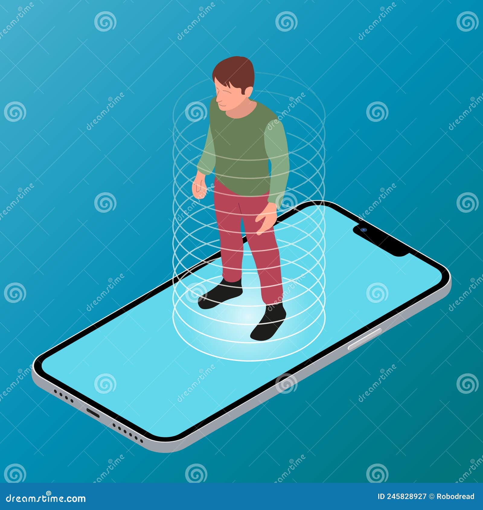 Person Stepping Out of Smartphone Screen. Modern Lifestyle, Cyberspace ...
