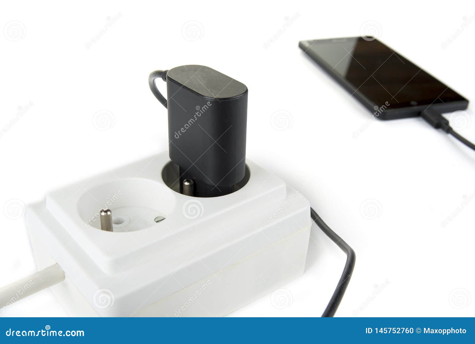 Smartphone Charger Plug in the Socket. Stock Photo - Image of phone ...