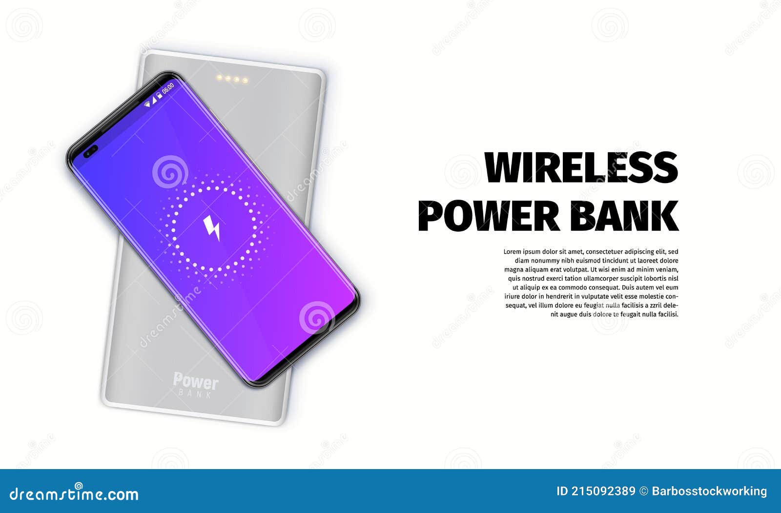 Smartphone is Charging by Wireless Power Bank. Stock Vector ...